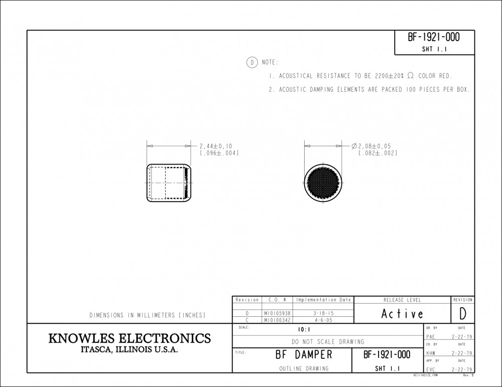 BF-1921-000 BF damper outline drawing