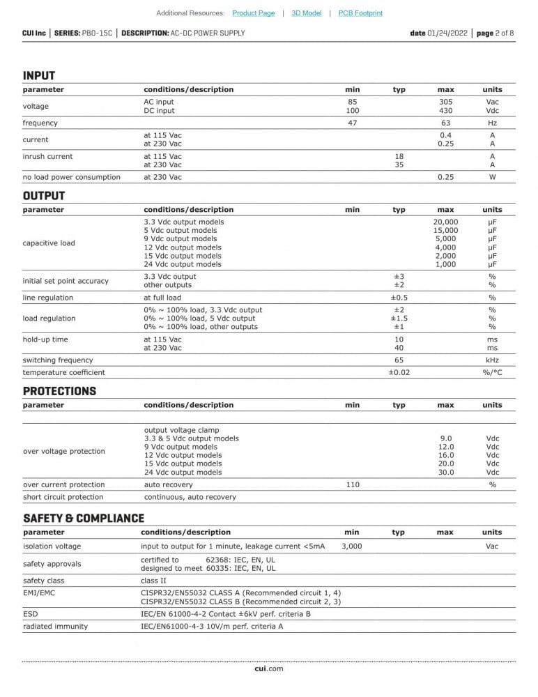 CUI PBO-15C datasheet page 2