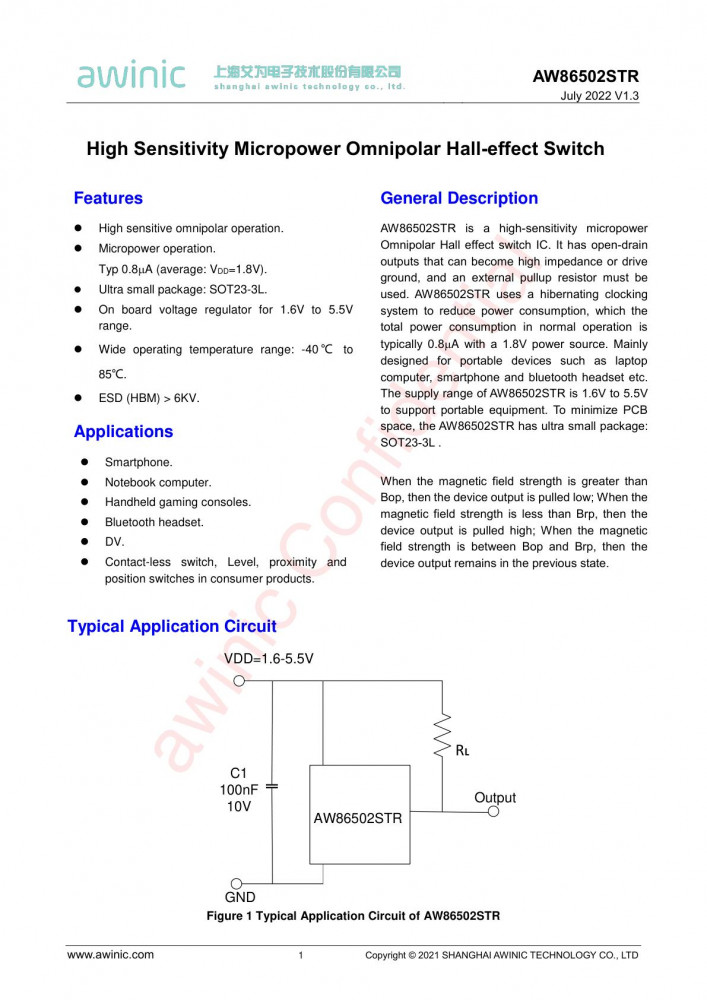 AW86502STR datasheet page 1