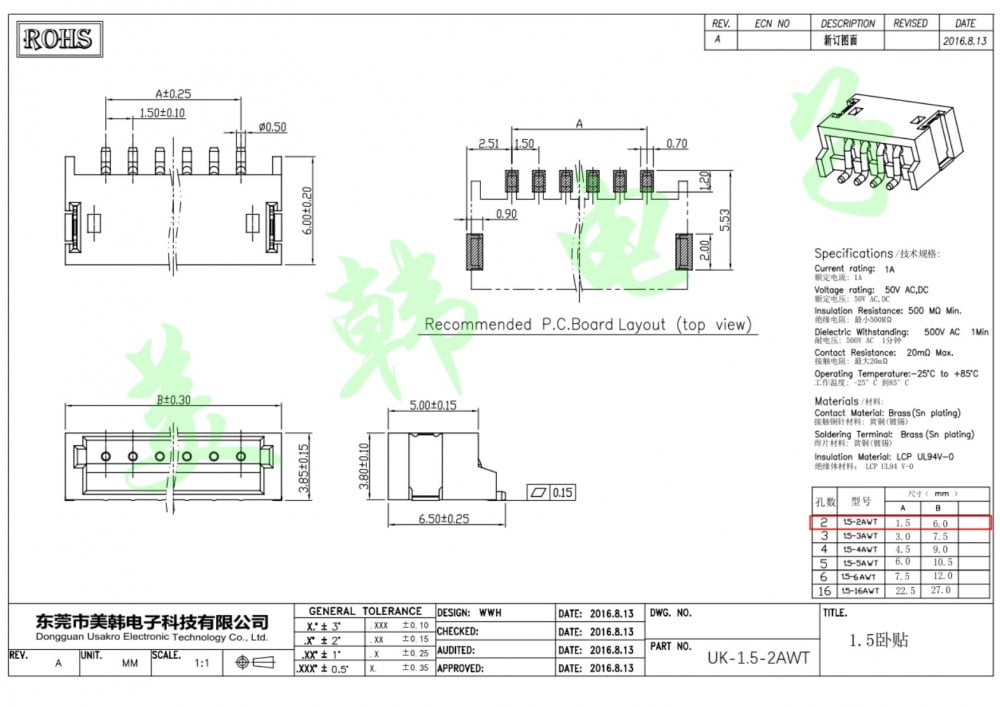 USAKRO UK-1.5-3AWT technical drawing