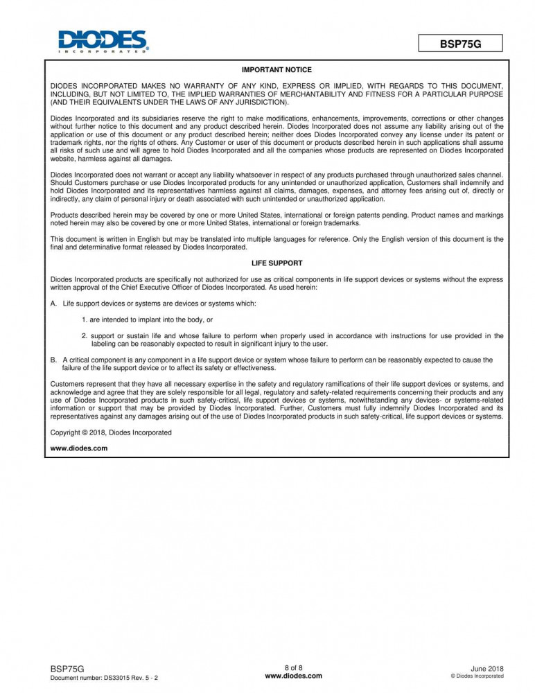 BSP75GTA datasheet page 8