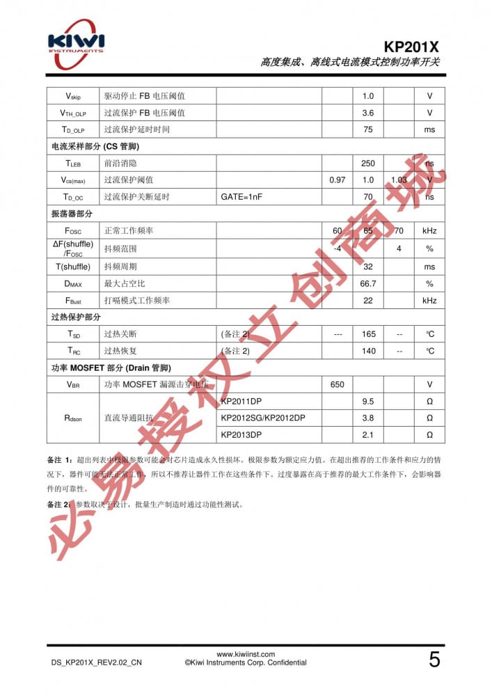 KP2012DP datasheet page 5
