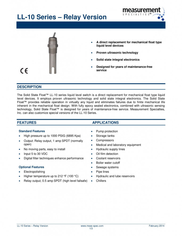 LL-10 series technical document page 1