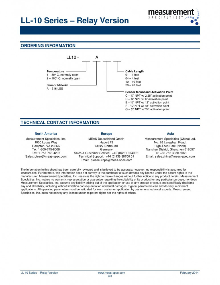 LL-10 series technical document page 3