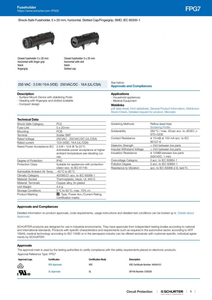 SCHURTER 3101.0076 datasheet page 1