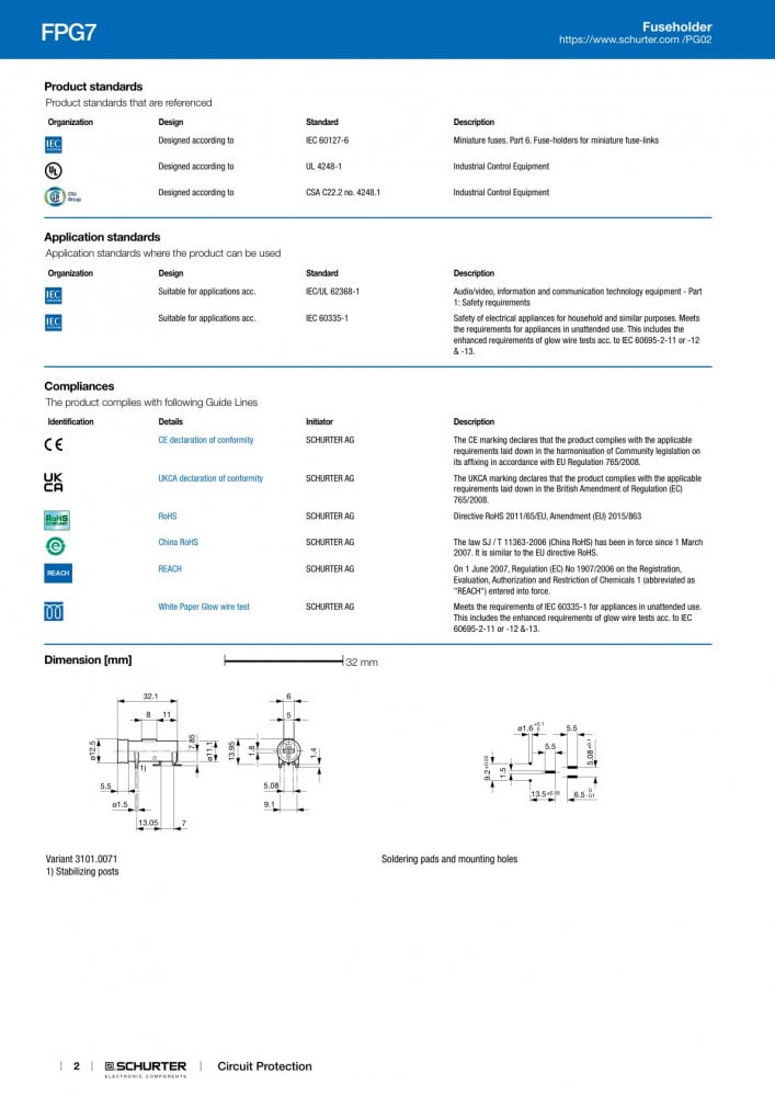 SCHURTER 3101.0076 datasheet page 2