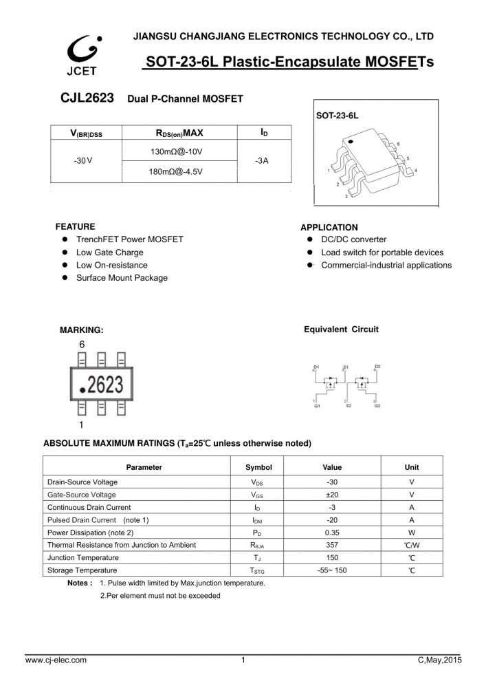 CJL2623 datasheet page 1