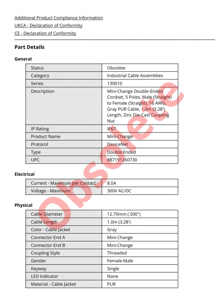 Technical document page 2 for MOLEX 1300108029