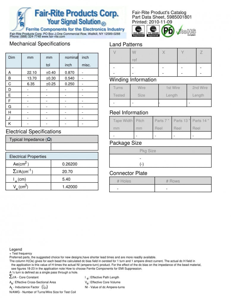 Fair-Rite ferrite component catalog page 2