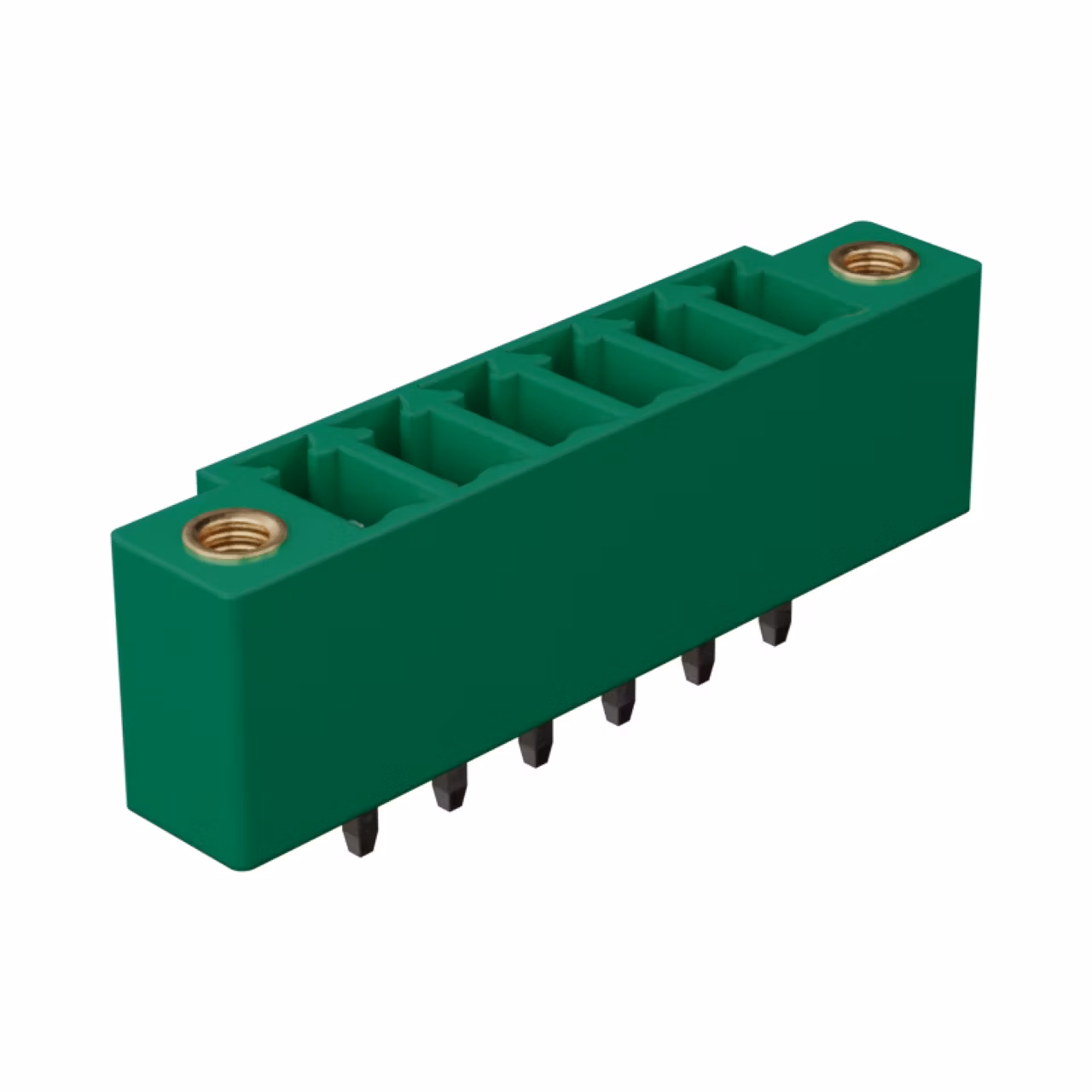 3.81mm Pitch Eurostyle Vertical PCB Header, with Threaded Retention Inserts, Green Housing, 6 Circuits for sale