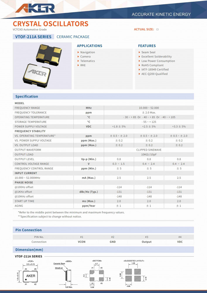 AKER VTOF-211A Series technical document preview