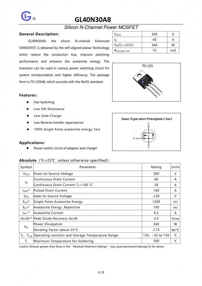 GL40N30A8 datasheet page 1