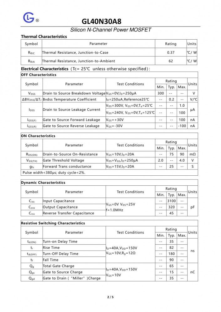 GL40N30A8 datasheet page 2