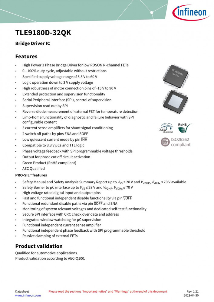 TLE9180D-32QK datasheet page 1