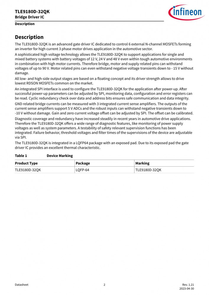 TLE9180D-32QK datasheet page 2
