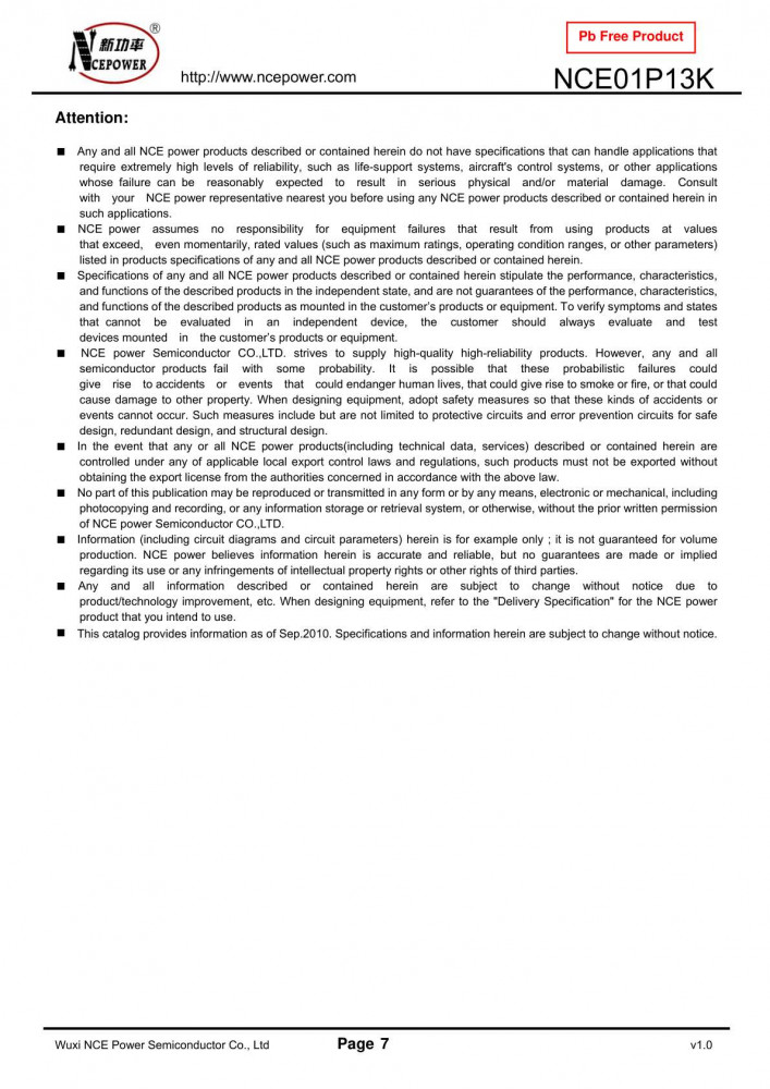 NCE01P13K datasheet page 7