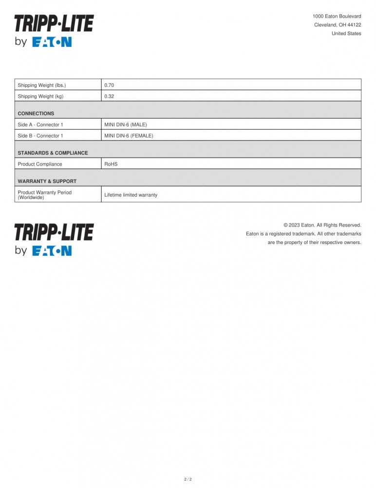 EATON P222-025 technical document page 2
