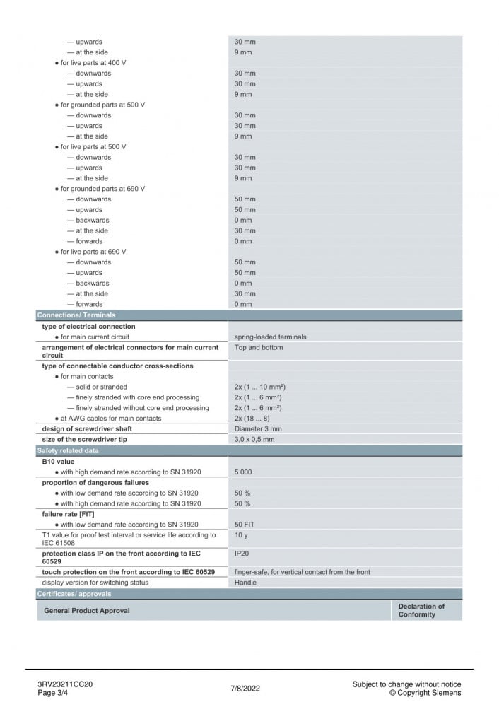 3RV23211CC20 datasheet page 3