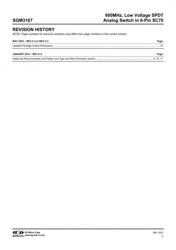 SGM3167 datasheet page 9