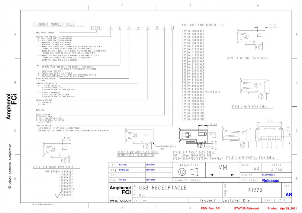 87520-2110APLF technical drawing sheet 2