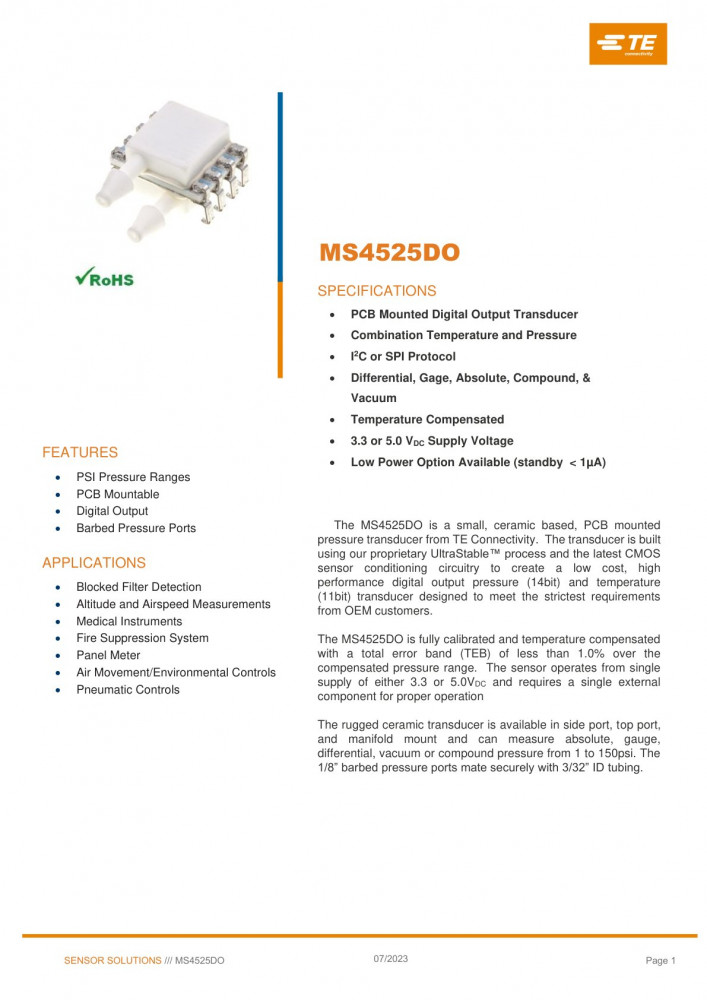 MS4525DO datasheet page 1