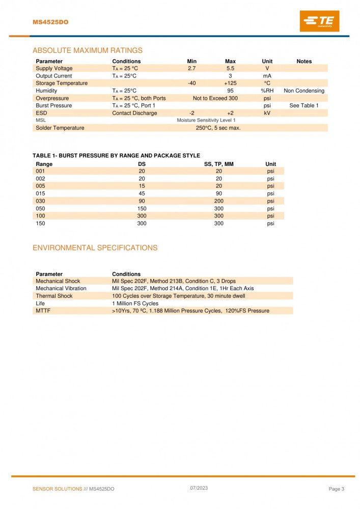 MS4525DO datasheet page 3