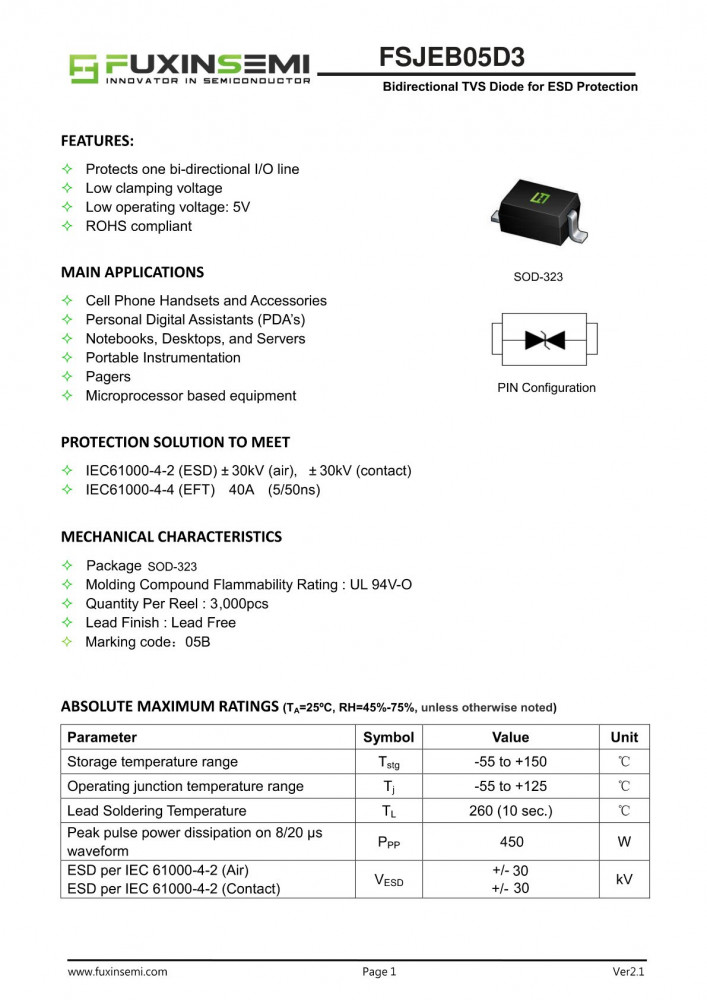 FSJEB05D3 datasheet page 1