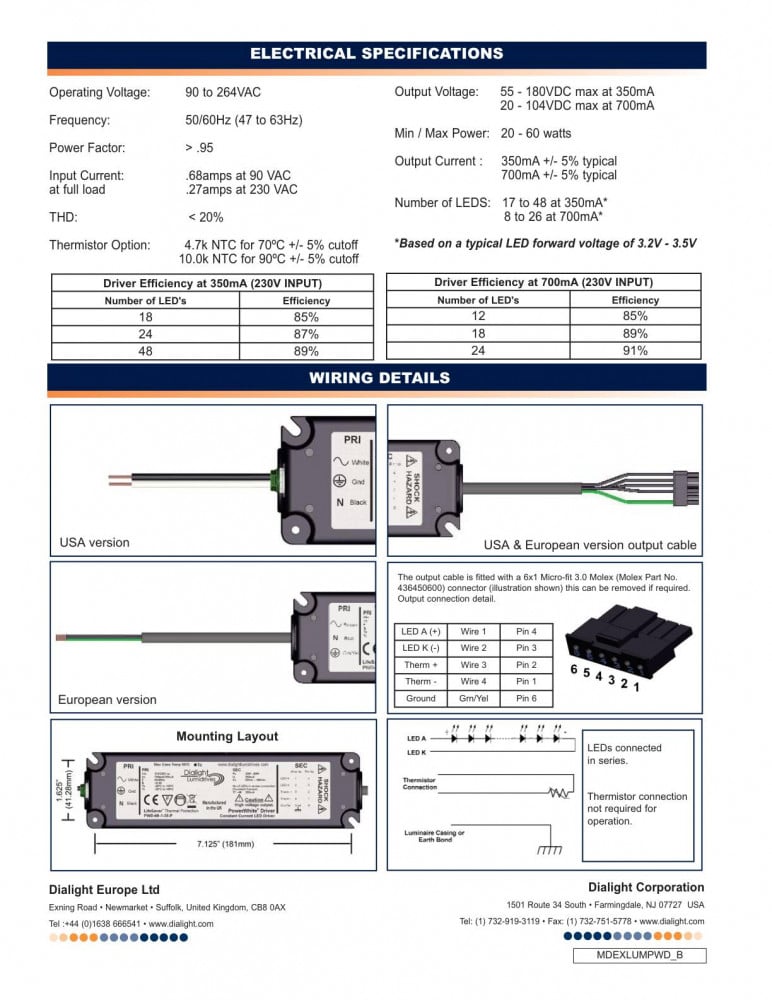 Dialight PWD-60-1-70-P datasheet page 2