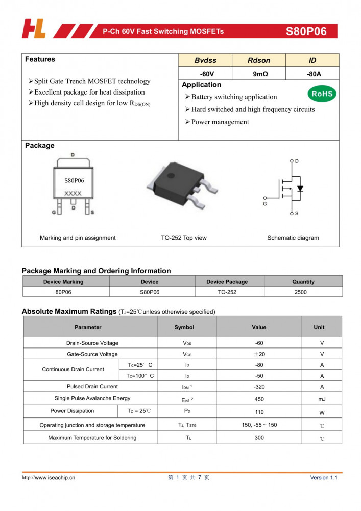 S80P06 datasheet page 1