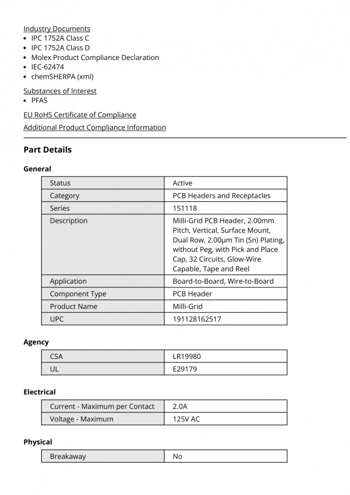 Molex product specification page 2
