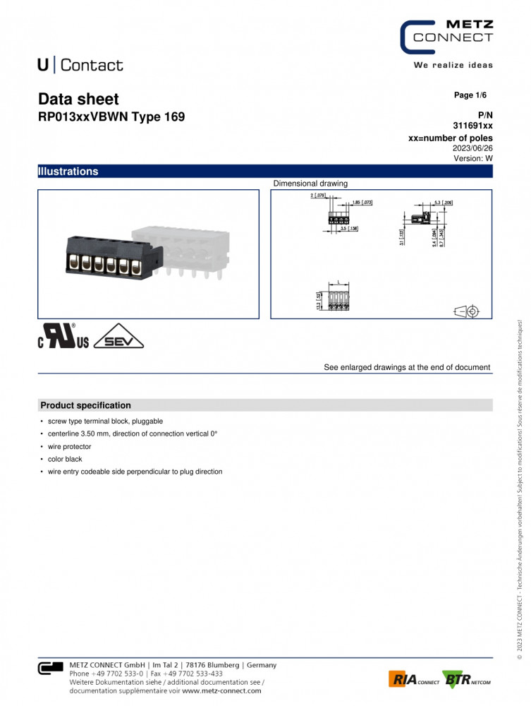 31169106 datasheet page 1
