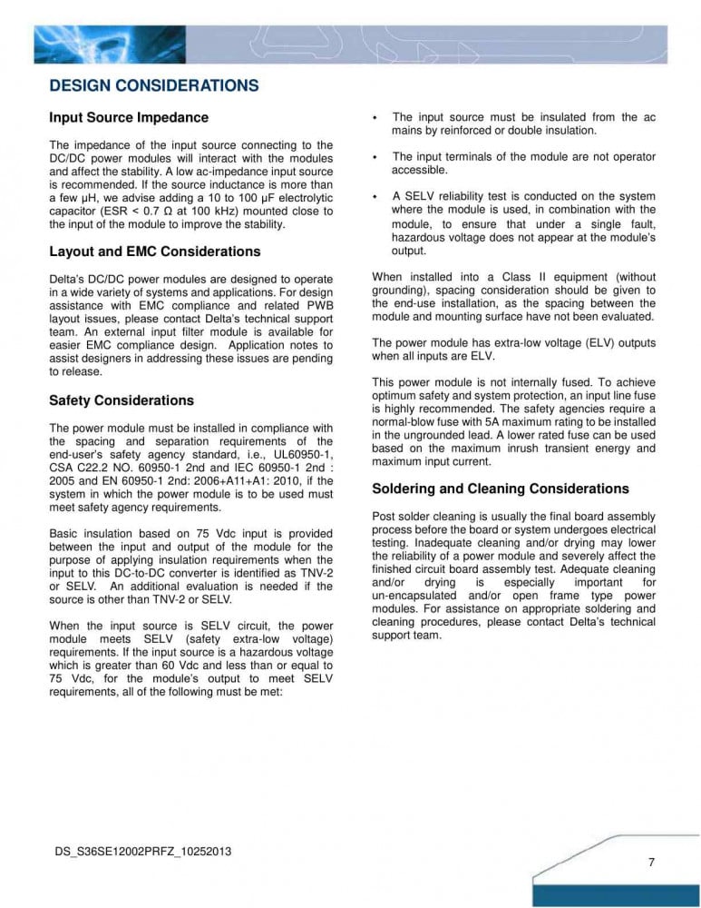 DELTA S36SE12002PRFZ datasheet page 7