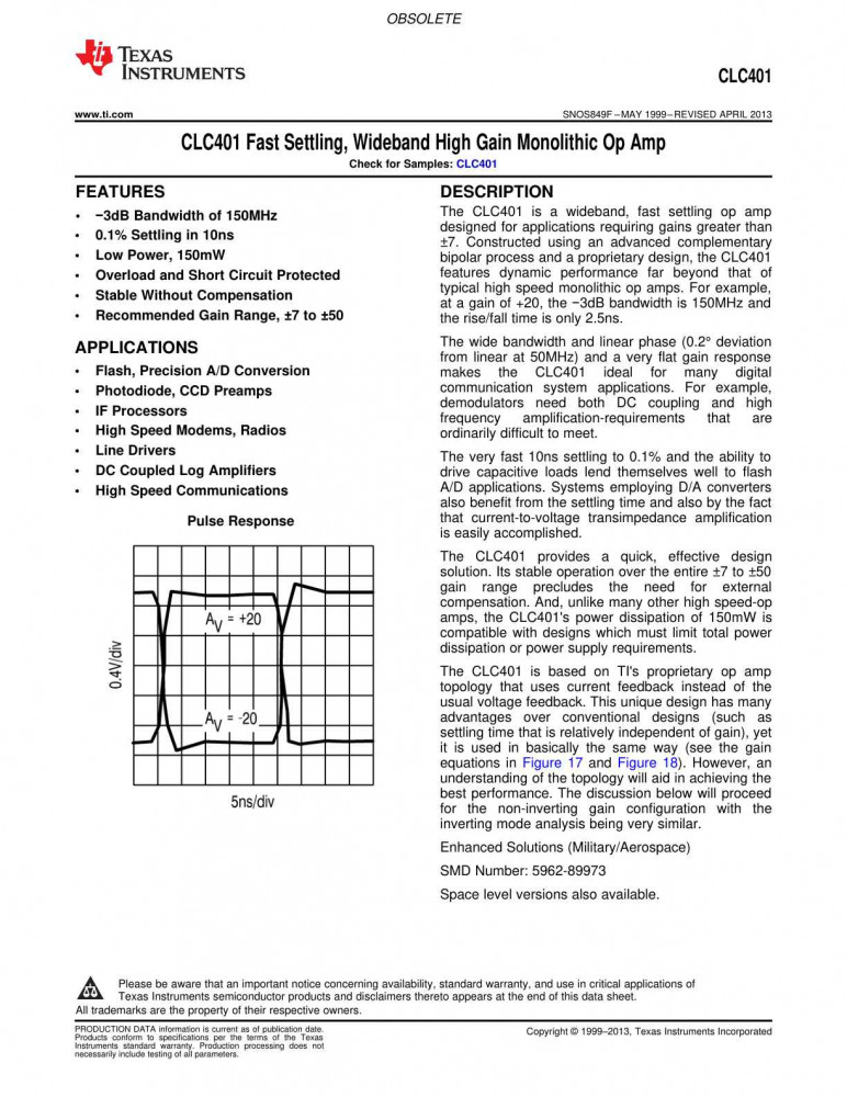 CLC401 datasheet page 2