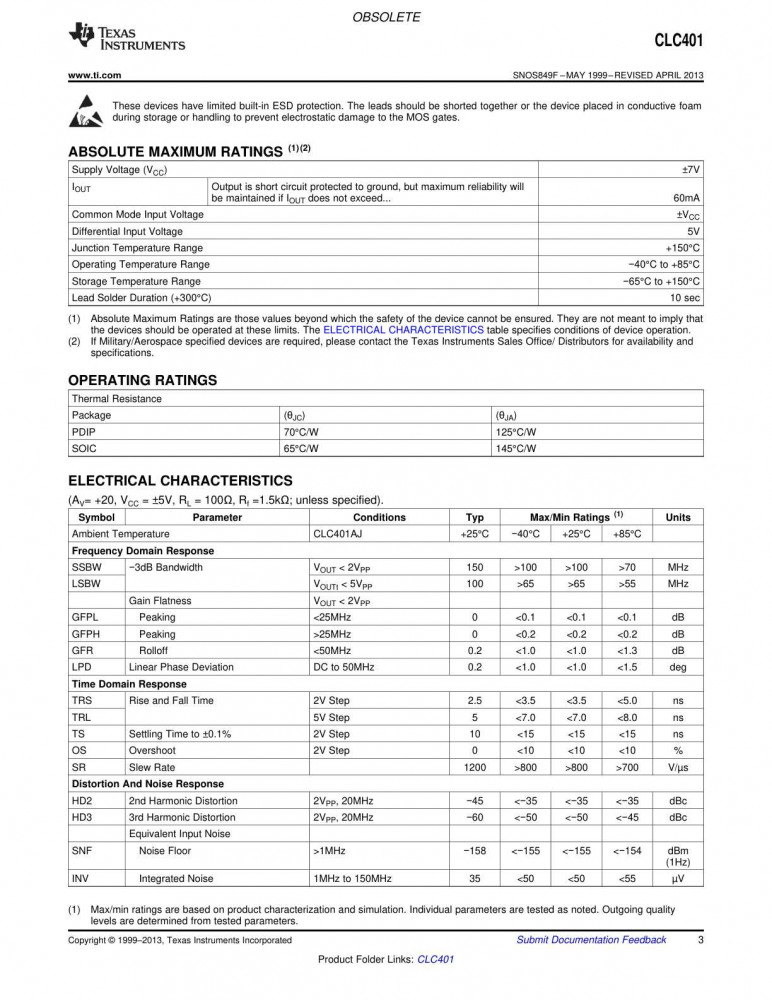 CLC401 datasheet page 4