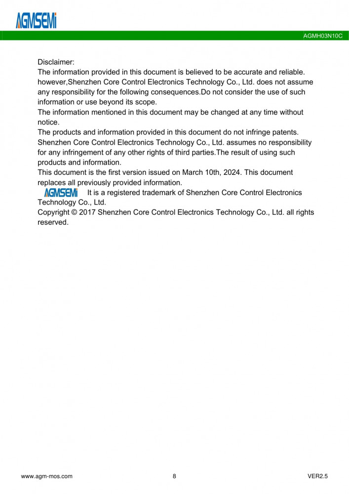 AGMH03N10C datasheet page 8