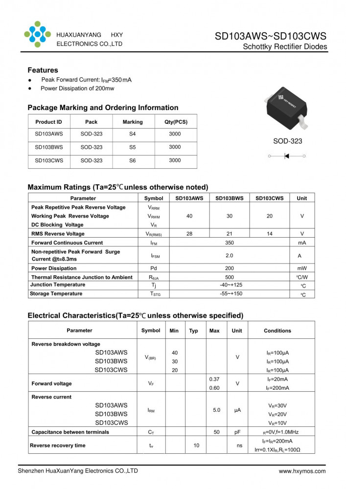 SD103AWS technical document page 1