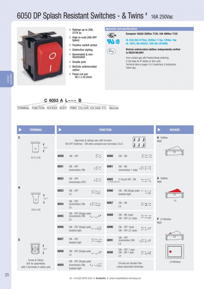 Bulgin 6050 series technical document page 1