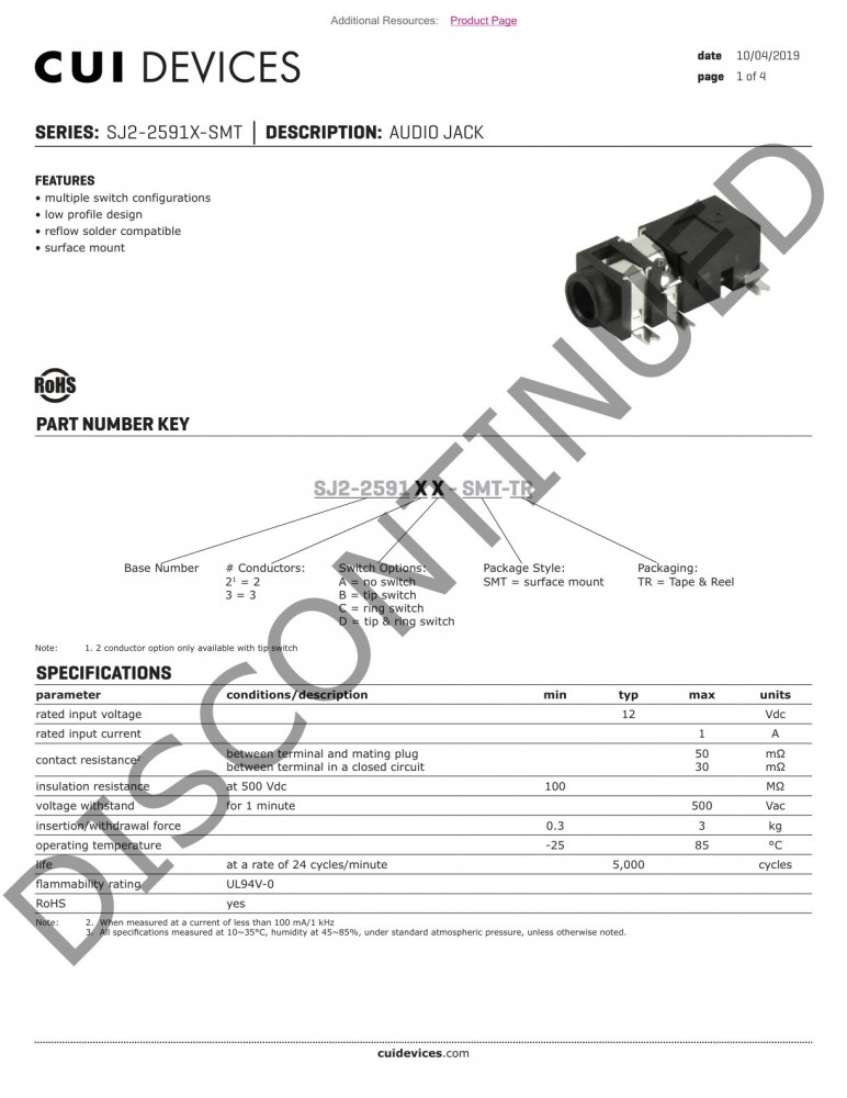 SJ2-25912B-SMT technical document page 1