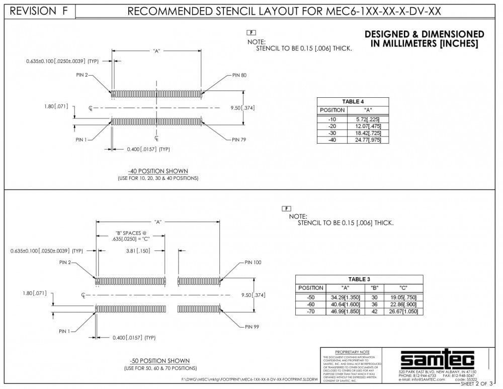 Samtec MEC6 stencil drawing page 2