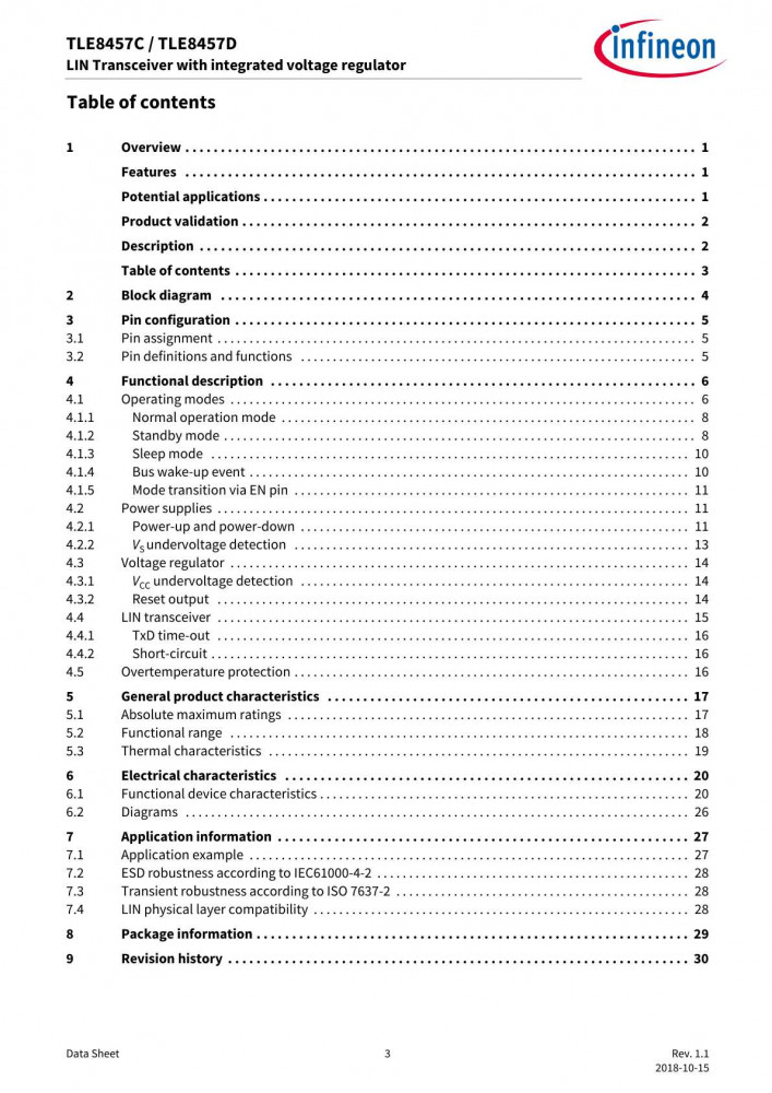 TLE8457DLEXUMA1 datasheet page 3