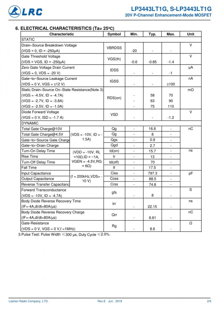 LP3443LT1G datasheet page 2