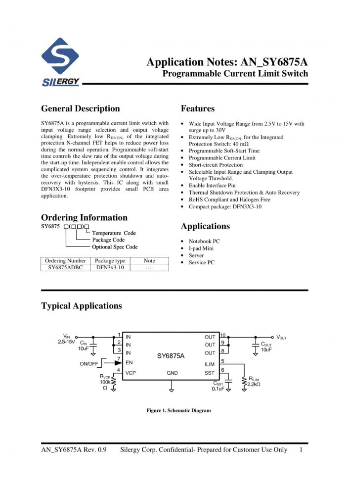 SY6875ADBC datasheet page 1