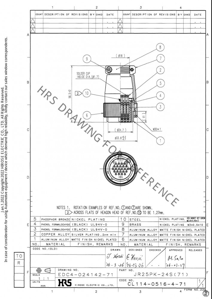 HRS JR25PK-24S(71) technical document preview