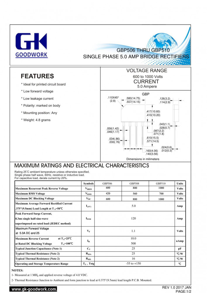 GOODWORK GBP510 technical document page 1
