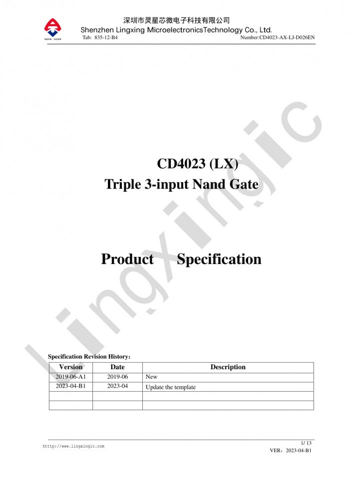CD4023BE(LX) datasheet page 1