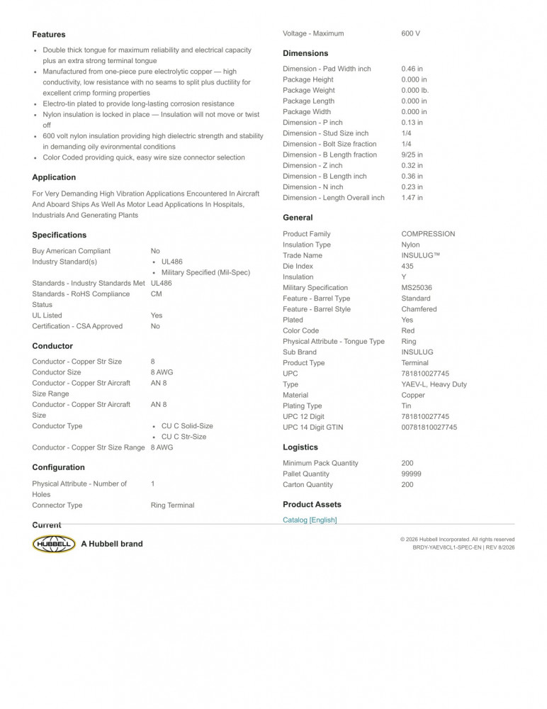 YAEV8CL1 technical document page 2