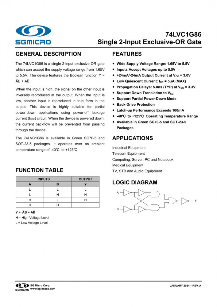 74LVC1G86 datasheet page 1