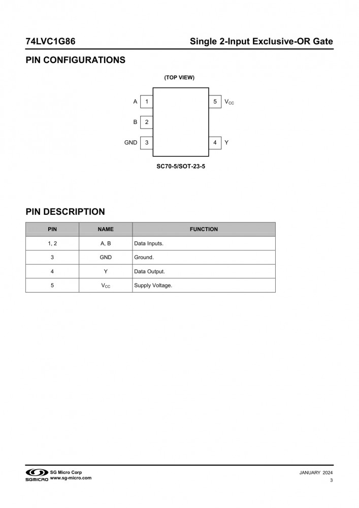 74LVC1G86 datasheet page 3
