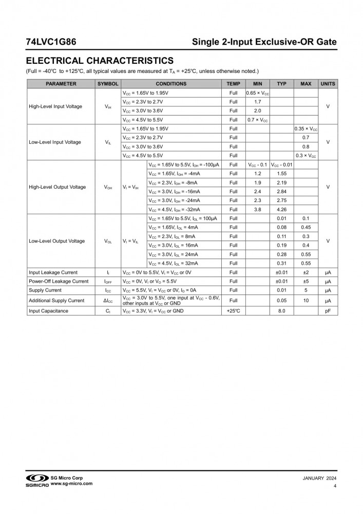 74LVC1G86 datasheet page 4
