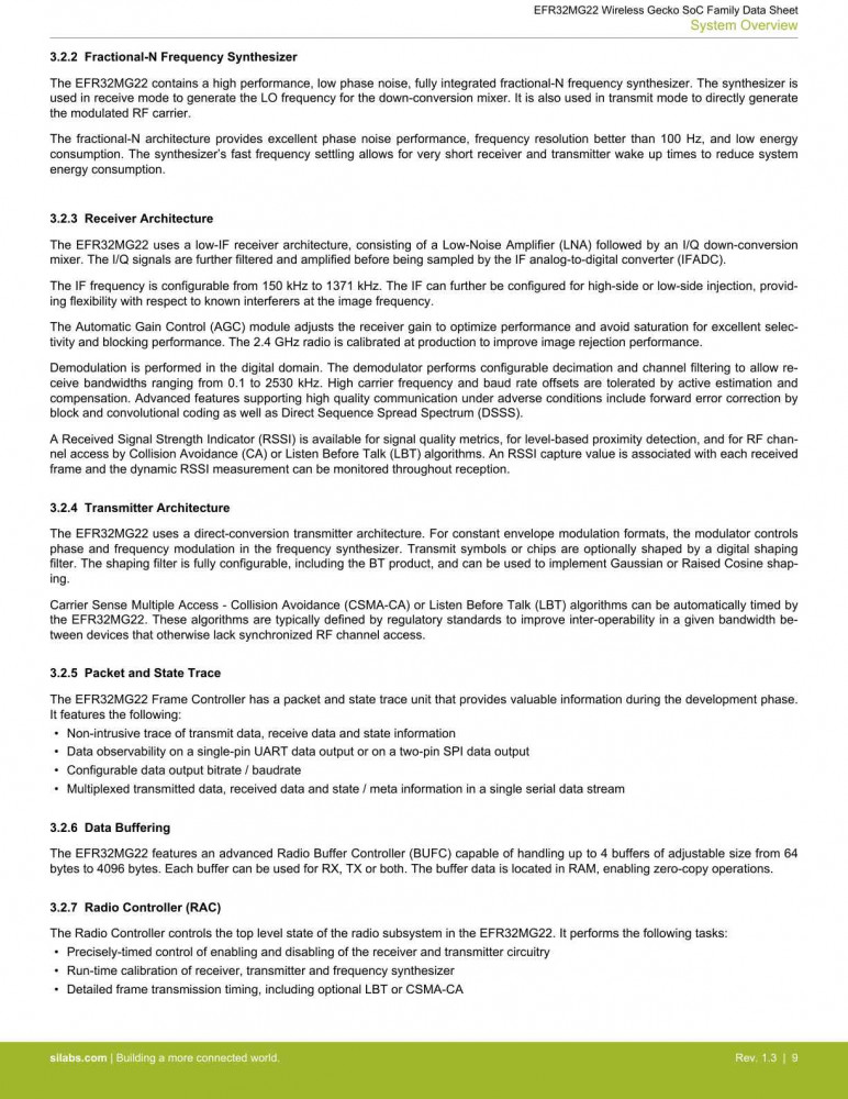 EFR32MG22 datasheet preview, page 9